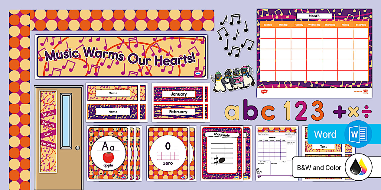 Music Warms Our Hearts Theme Classroom Decor Pack