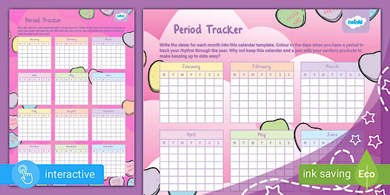 Editable Candy-Themed Period Tracker - Twinkl