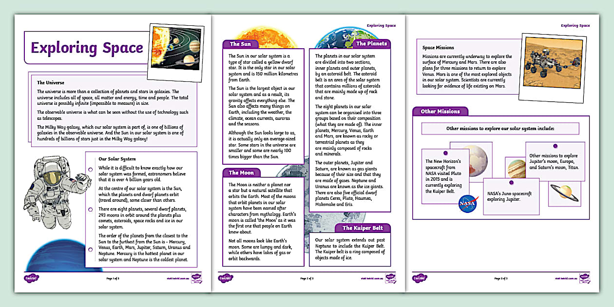 Exploring Space Fact File (teacher made) - Twinkl