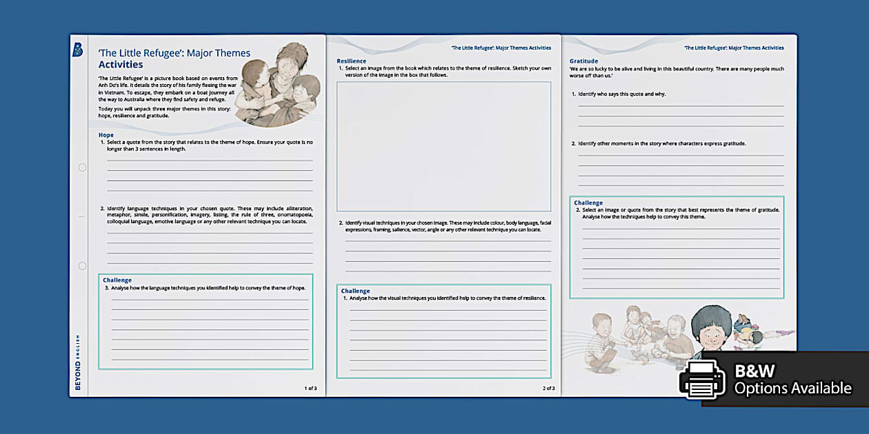 'The Little Refugee': Major Themes Activities - Twinkl