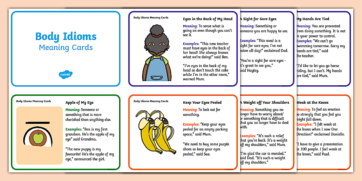 Body Part Idioms Meaning Cards | ESL | Twinkl - Twinkl