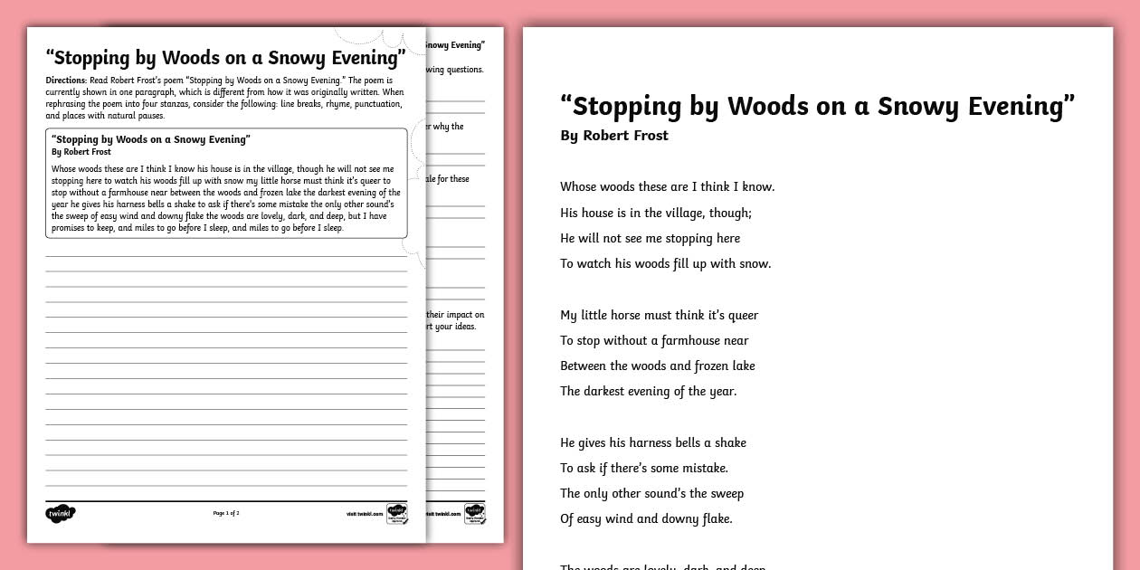 Poetry (Structure) Stopping by Woods on a Snowy Evening