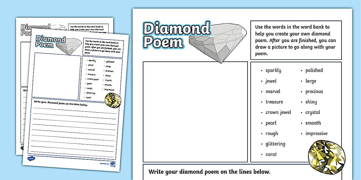 Diamond Poem Writing Template (teacher made) - Twinkl