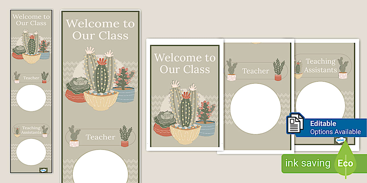 Succulents-Themed Editable Classroom Door Sign - Twinkl