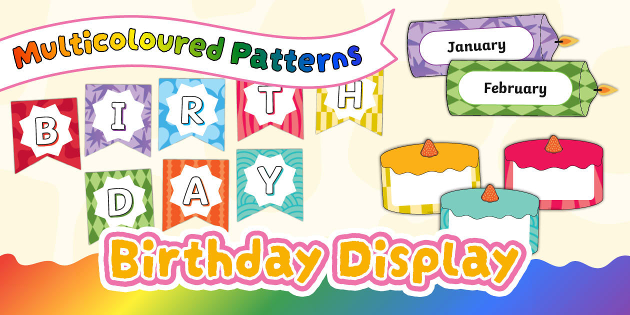 Multicoloured Patterns Birthday Display