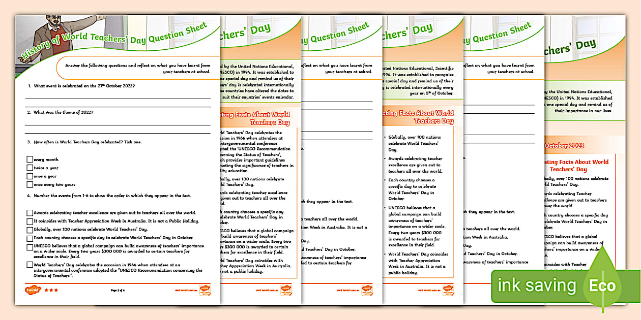 History of World Teachers’ Day Reading Comprehension