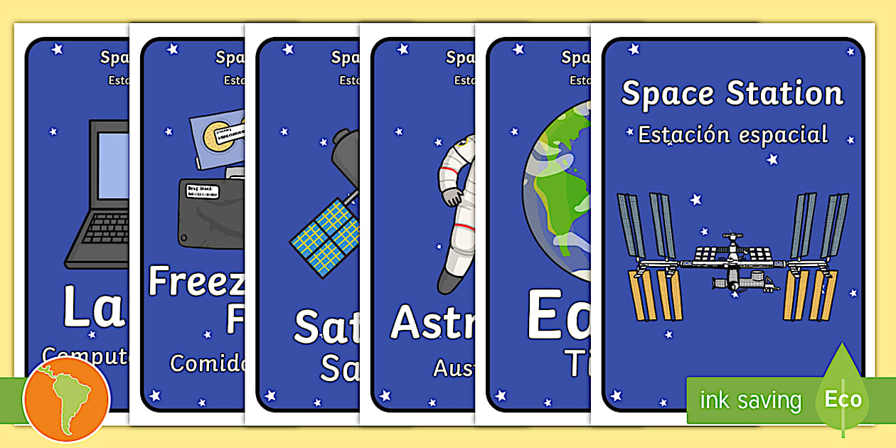 Space Station Role Play Posters English/Spanish - Twinkl