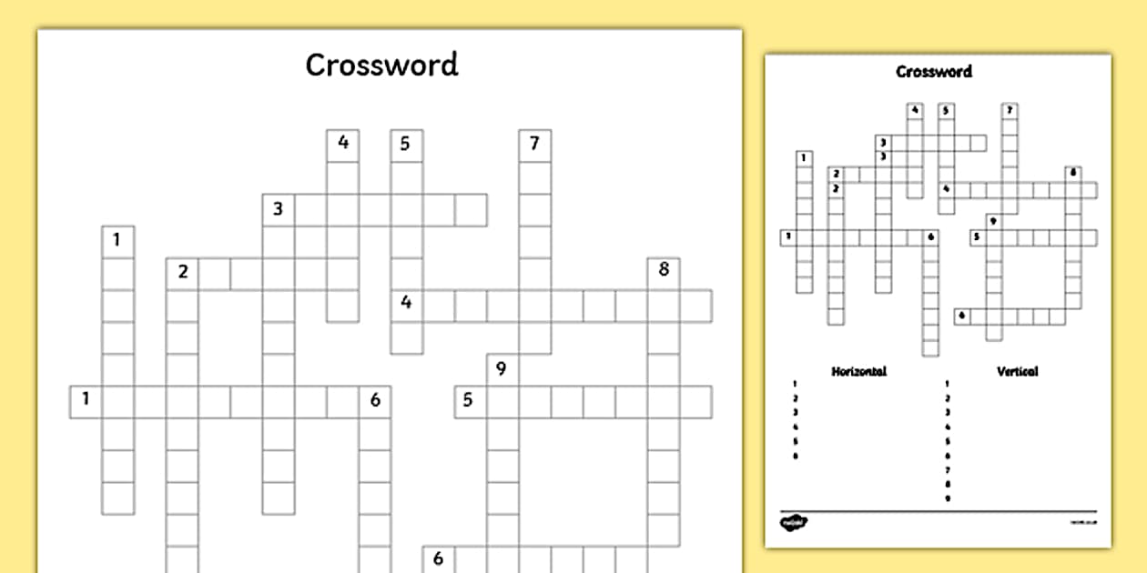 Blank Crossword Template for Kids - Twinkl