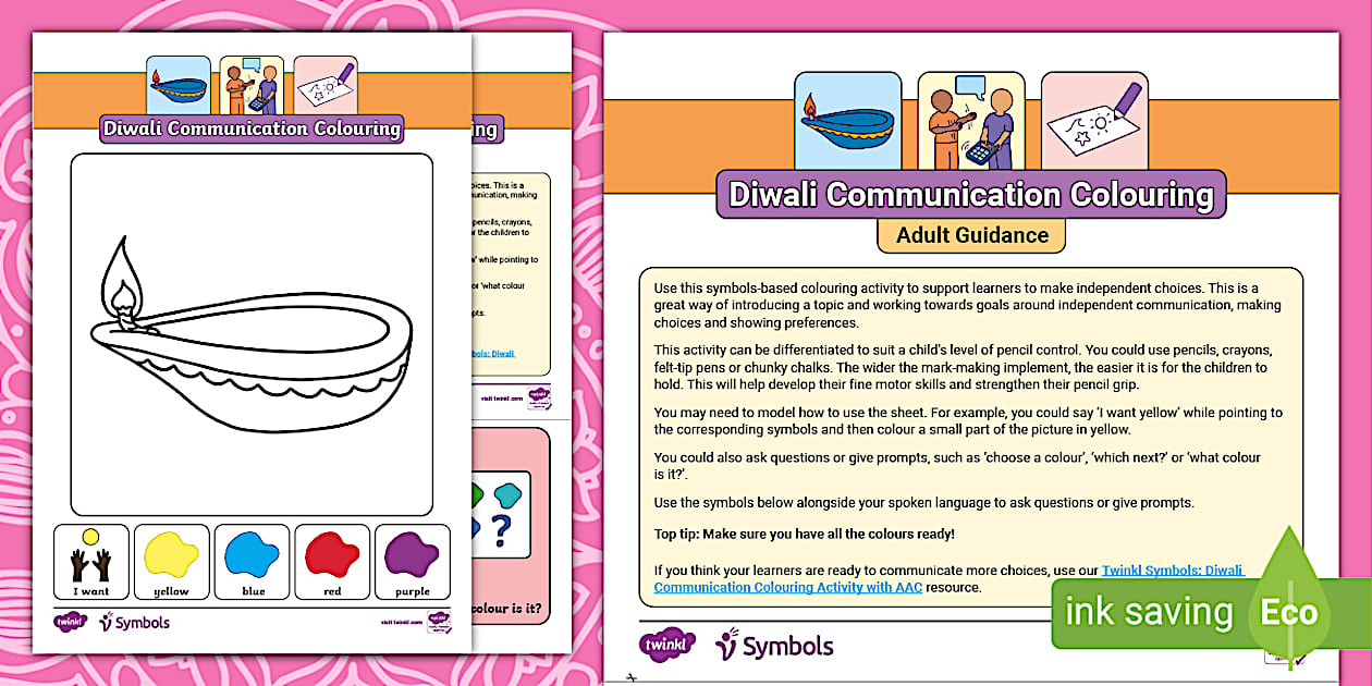 Twinkl Symbols: Diwali Communication Colouring Activity