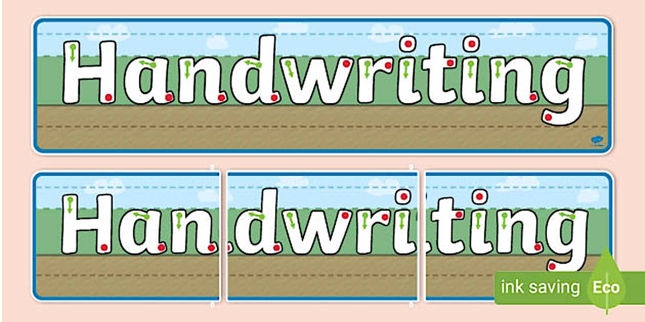 Cursive Sky, Grass and Ground Handwriting Display Banner