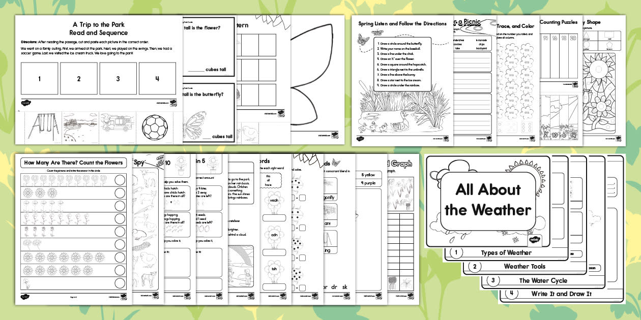 FREE Kindergarten Spring Math and Literacy No-Prep Printable Packet
