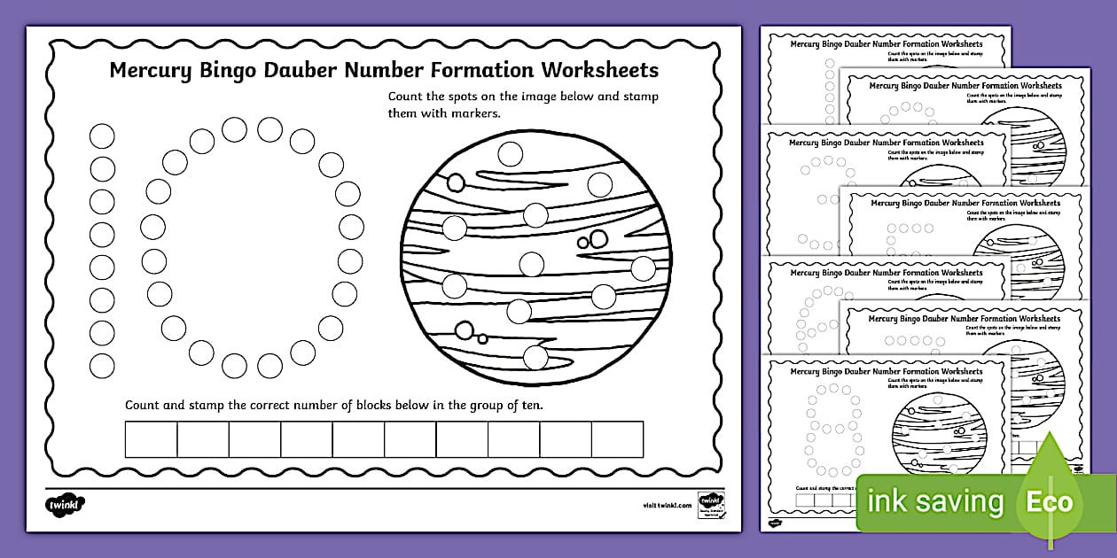Mercury Bingo Dauber Number Formation Worksheets | Twinkl