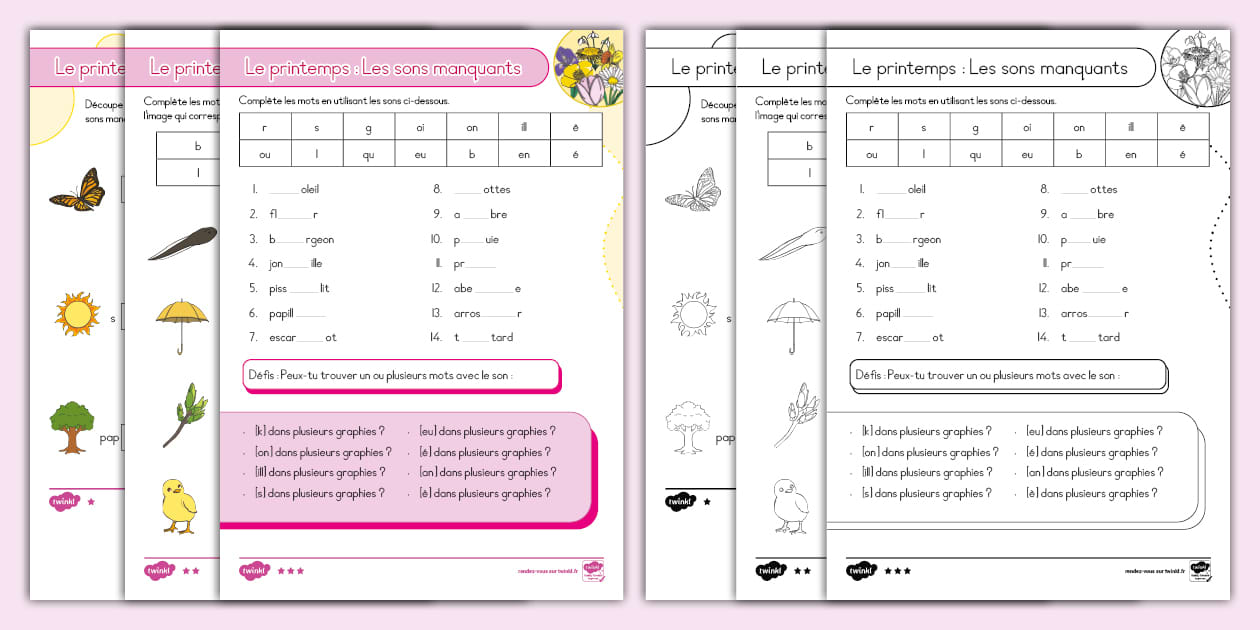 Activité de phonologie du printemps : les sons manquants