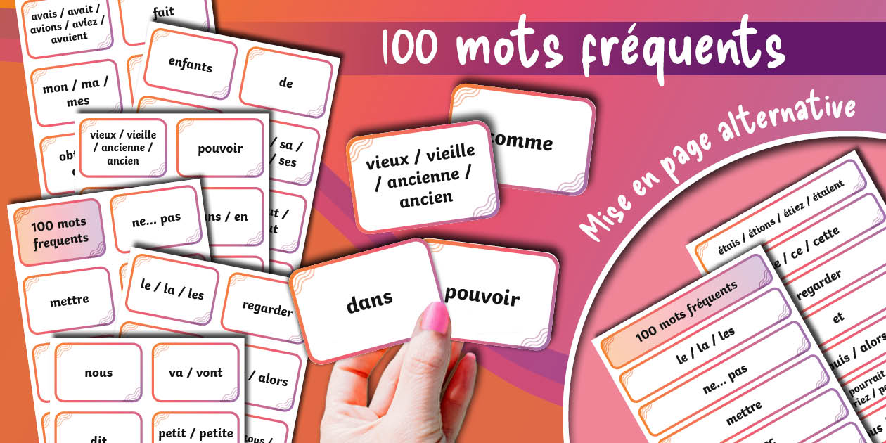 100 mots fréquents word cards
