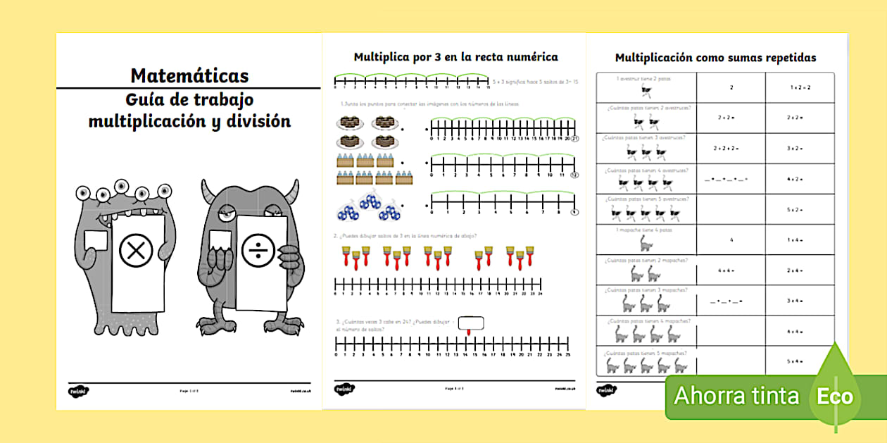 Ejercicios de multiplicación y división - Twinkl Colombia