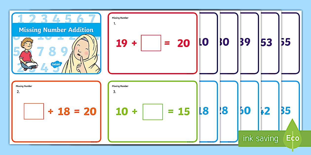 Primary Resources Missing Numbers Addition Cards - Twinkl