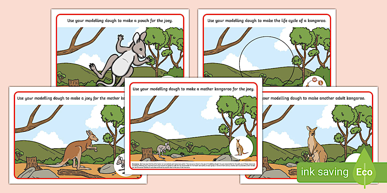 Kangaroo Life Cycle Modelling Dough Mats - Twinkl