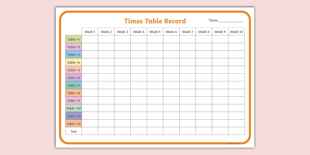 👉 Times Table Record Poster (Hecho por educadores)