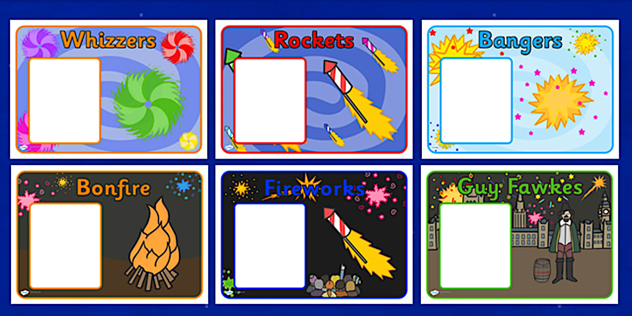 Bonfire Night Fireworks Group Signs