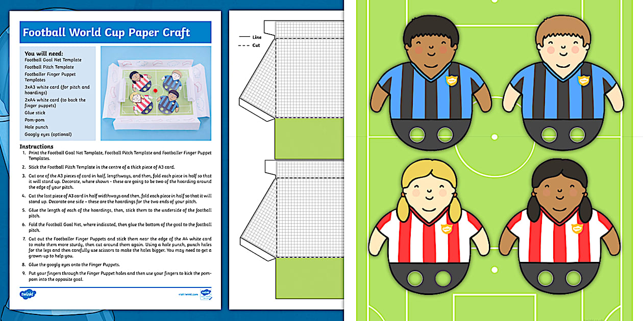 Black and White World Cup Football Paper Craft - Twinkl