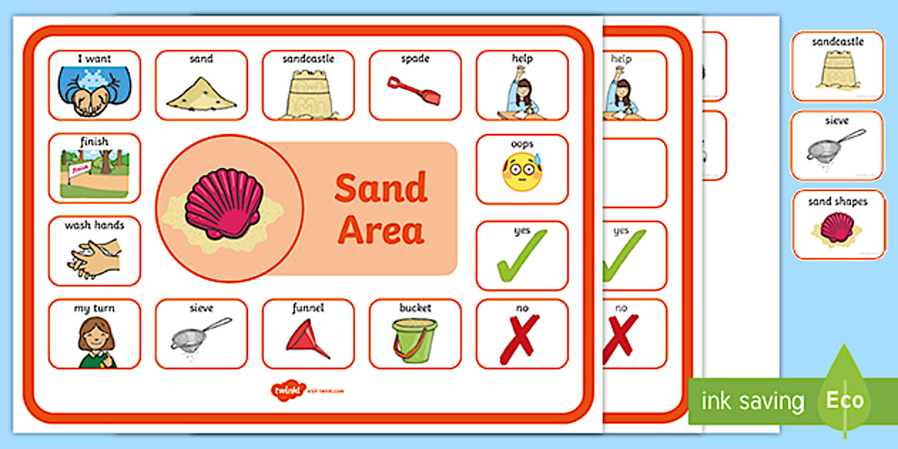 👉 EYFS Sand Area Communication Activity Mat - Twinkl