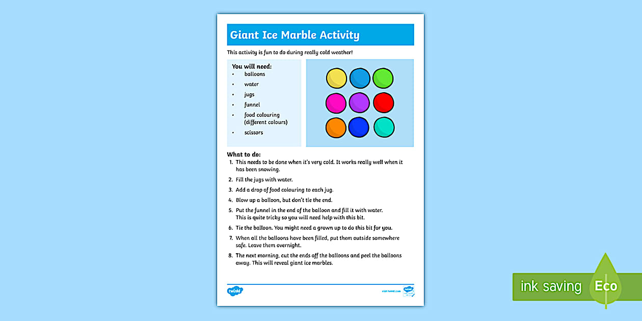 KS1 Giant Ice Marbles Activity (teacher made) - Twinkl
