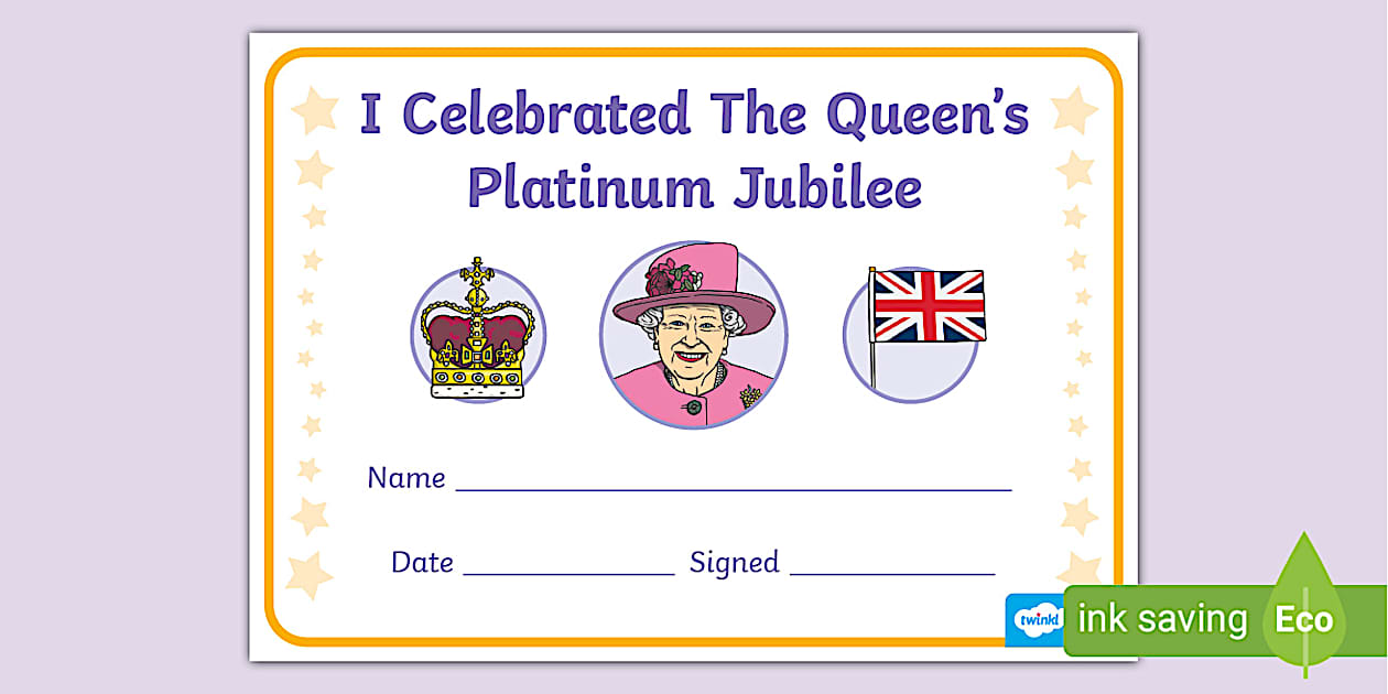 Editable The Queen's Platinum Jubilee Certificate - Twinkl