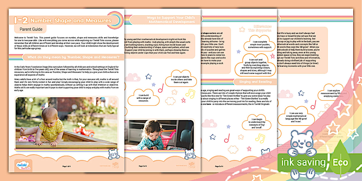 1-2 Years Number Shape Measures Parent Guide - Twinkl
