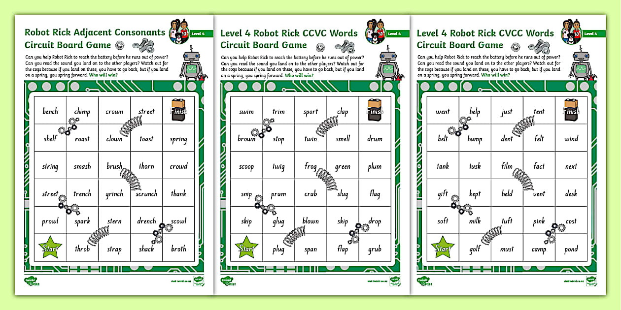 Level 4 Phonics Robot Rick Circuit Board Game Set - Twinkl