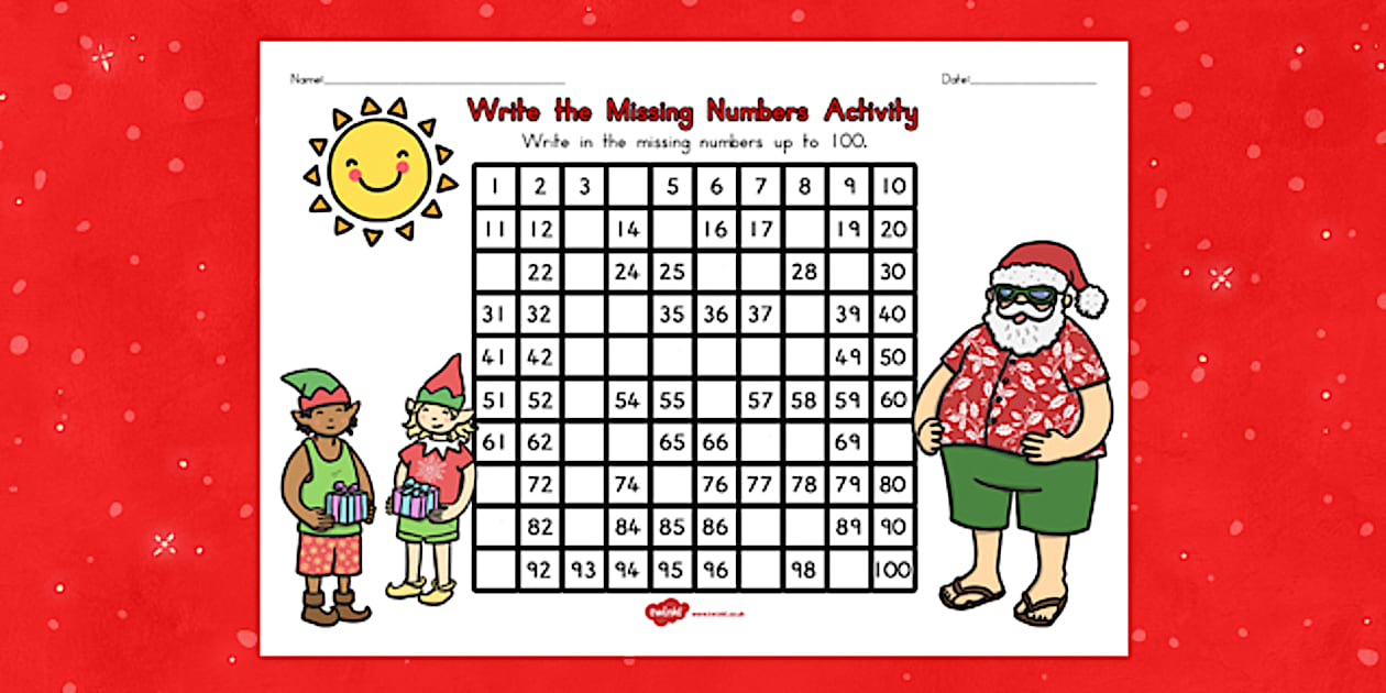 Christmas Missing Numbers Number Square (teacher made)