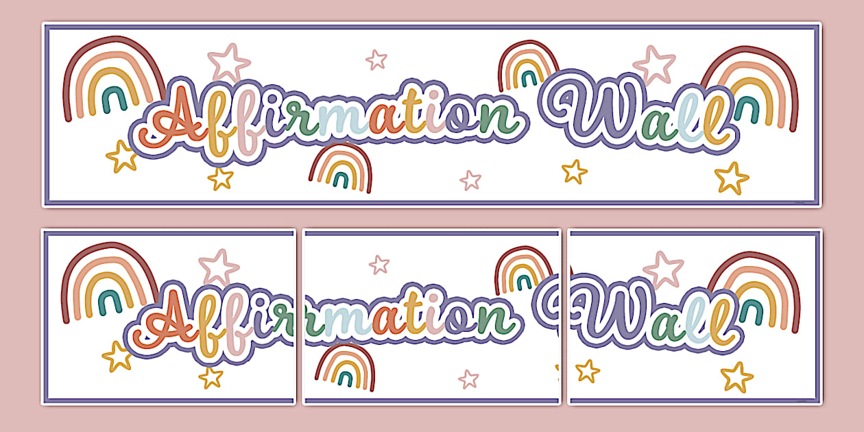 Muted Rainbow-Themed Affirmation Wall Display Banner