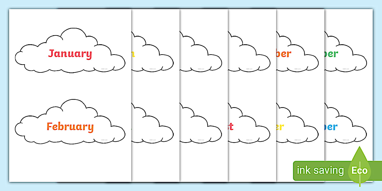 Months of the Year on Clouds (teacher made) - Twinkl