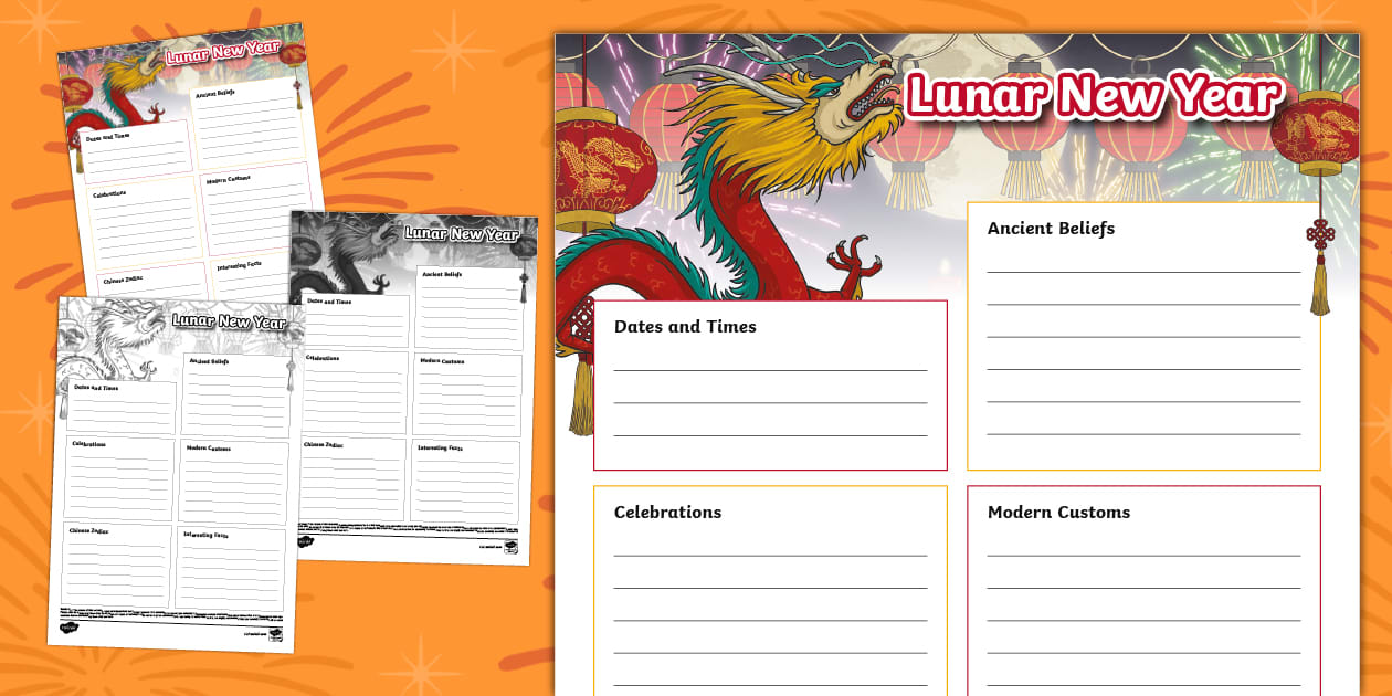 Lunar New Year Fact File Template (teacher made) - Twinkl