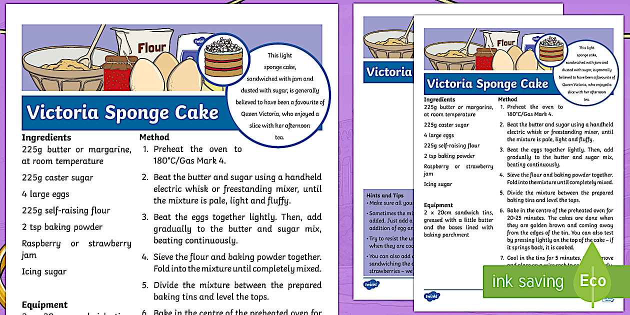 Victoria Sponge Cake Recipe (professor feito) - Twinkl