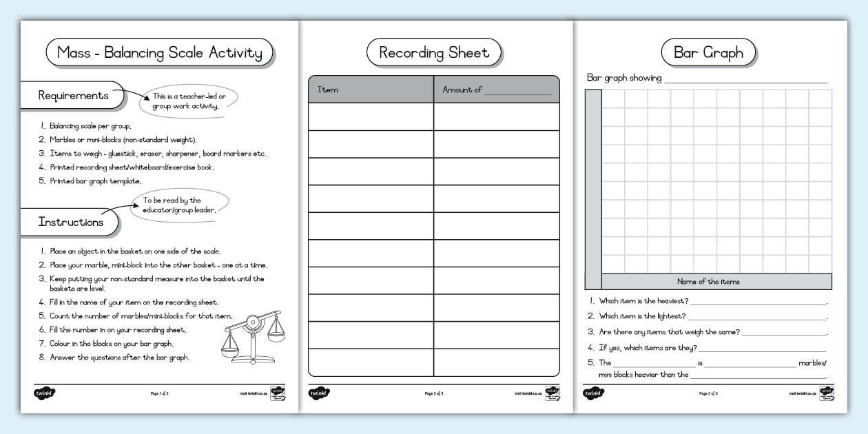 Grade 2 Maths: Mass: Balancing Scale (Practical) - Twinkl