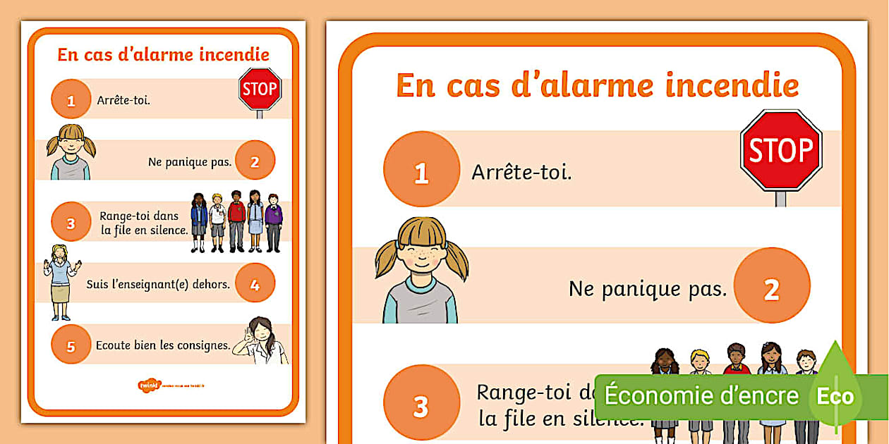 En cas d'alarme incendie - poster (l'enseignant a fait)