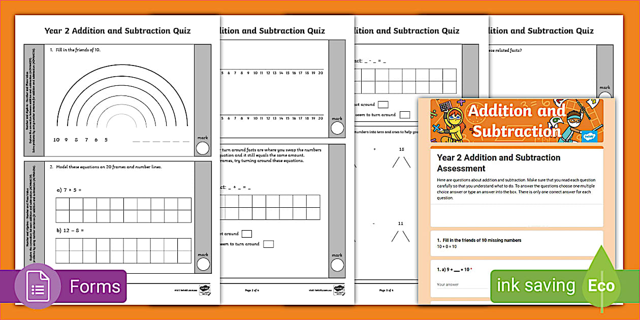 Year 2 Addition and Subtraction Assessment - Twinkl
