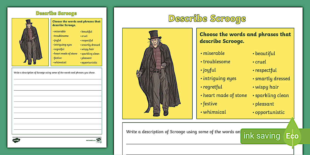 Describe Scrooge Activity (teacher made) - Twinkl