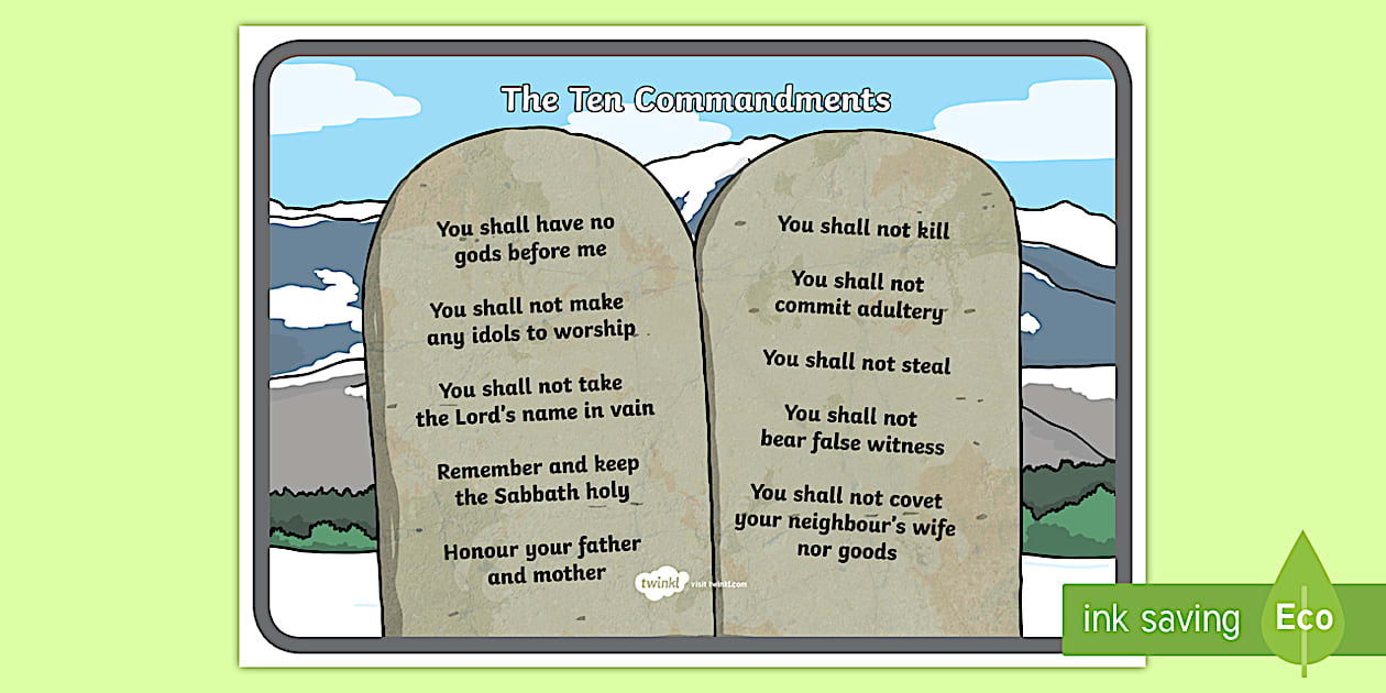 Ten Commandments Stone Tablet Display Poster - Twinkl
