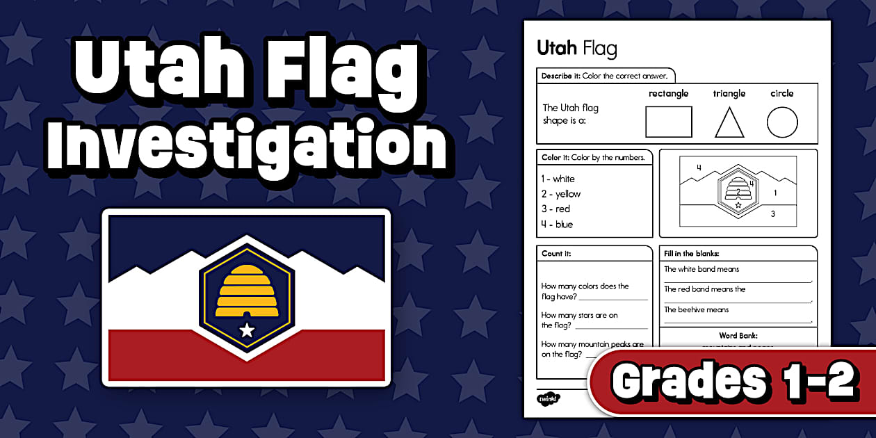 Utah Flag Investigation Worksheet for 1st-2nd Grade