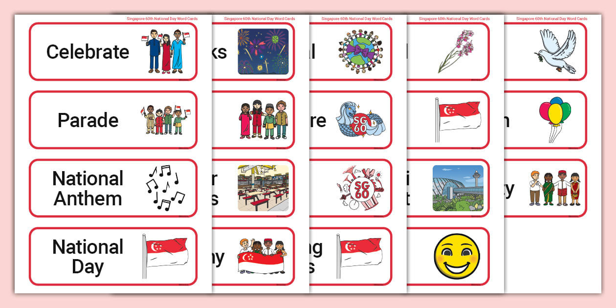SG60 Singapore 60th National Day Word Cards (teacher made)
