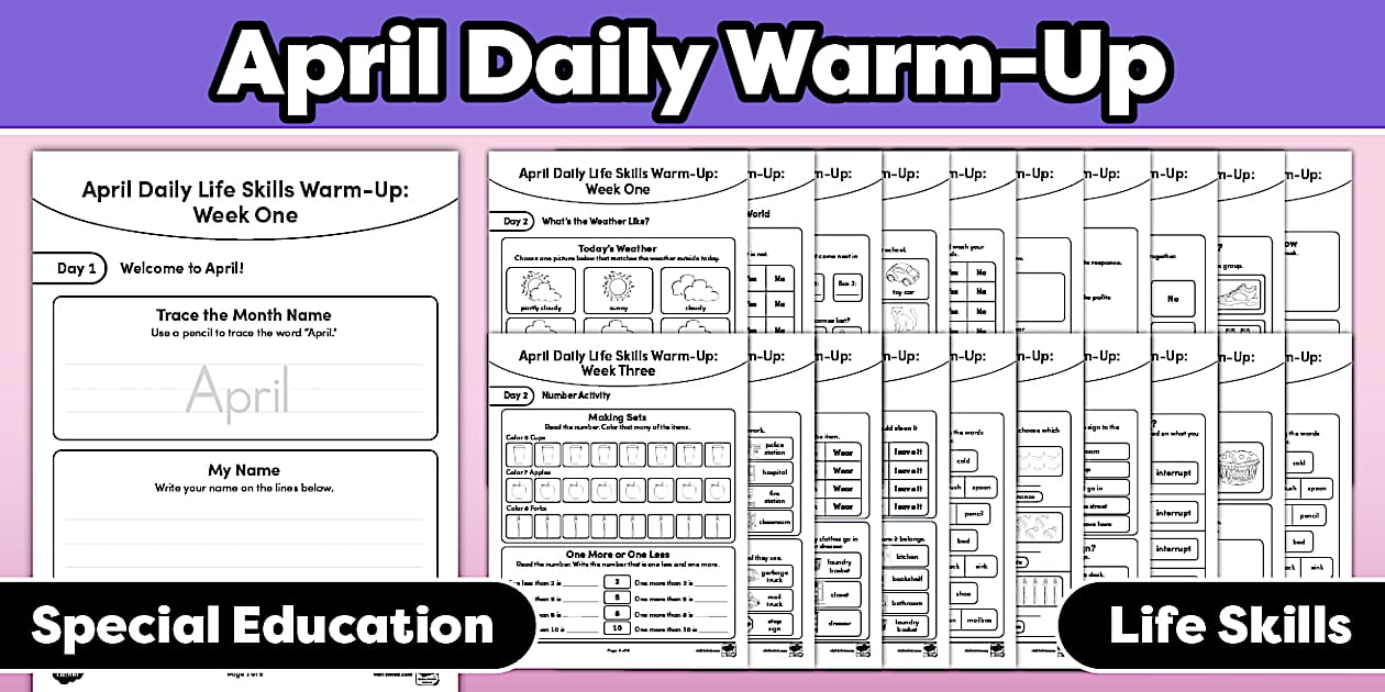 April Daily Life Skills Warm-Up Activities | Morning Work