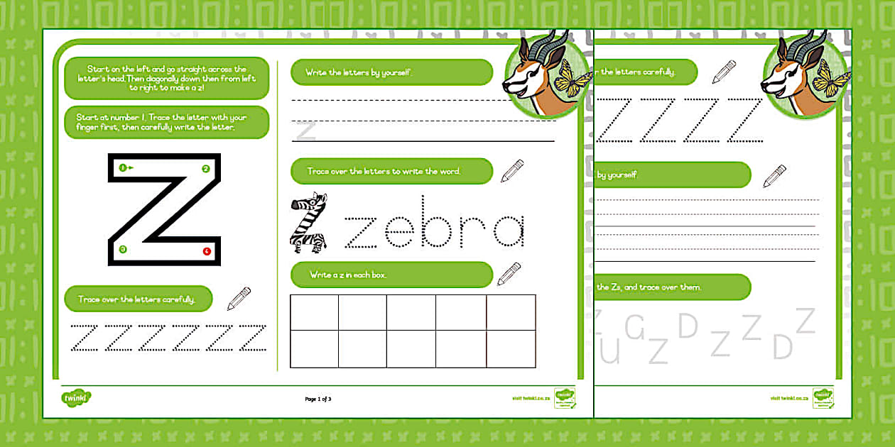 Grade 1 Letter Formation Mats - Zz