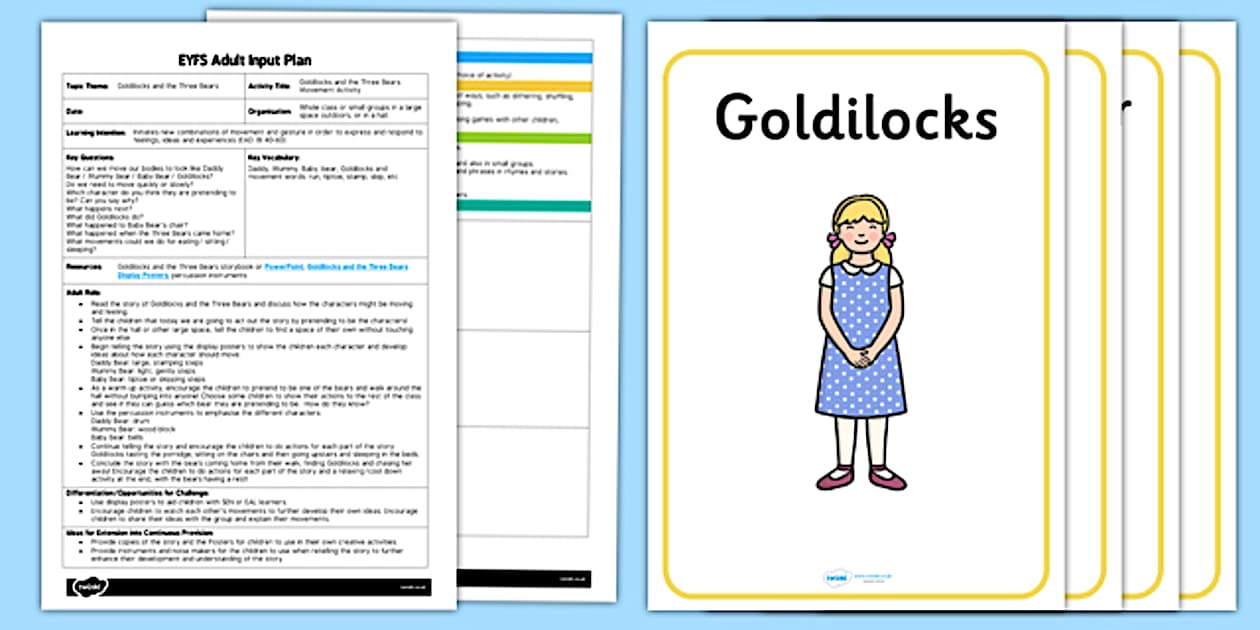 Goldilocks and the Three Bears Movement Activity EYFS Adult Input Plan and