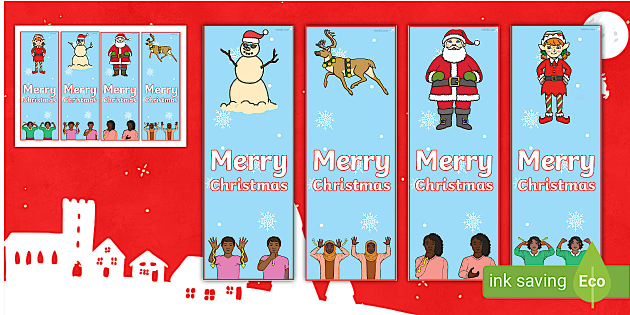 Auslan Christmas Bookmarks (Teacher-Made) - Twinkl