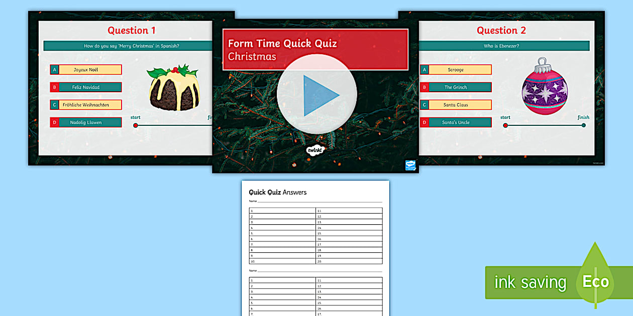 Form Time Quick Christmas Quiz (teacher made) - Twinkl