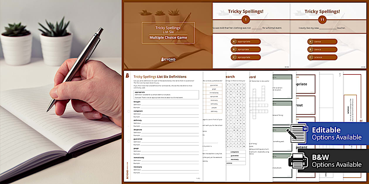 Spelling Activities KS3 | Tricky Spellings List 6 | Beyond