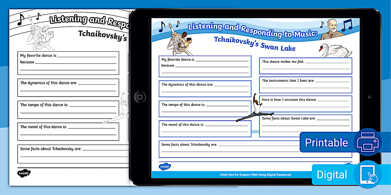 Editable Listening and Responding to Music Worksheet: Tchaikovsky's ...