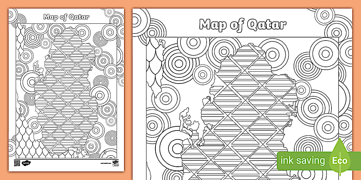 Map of Qatar Mindful Colouring (teacher made) - Twinkl