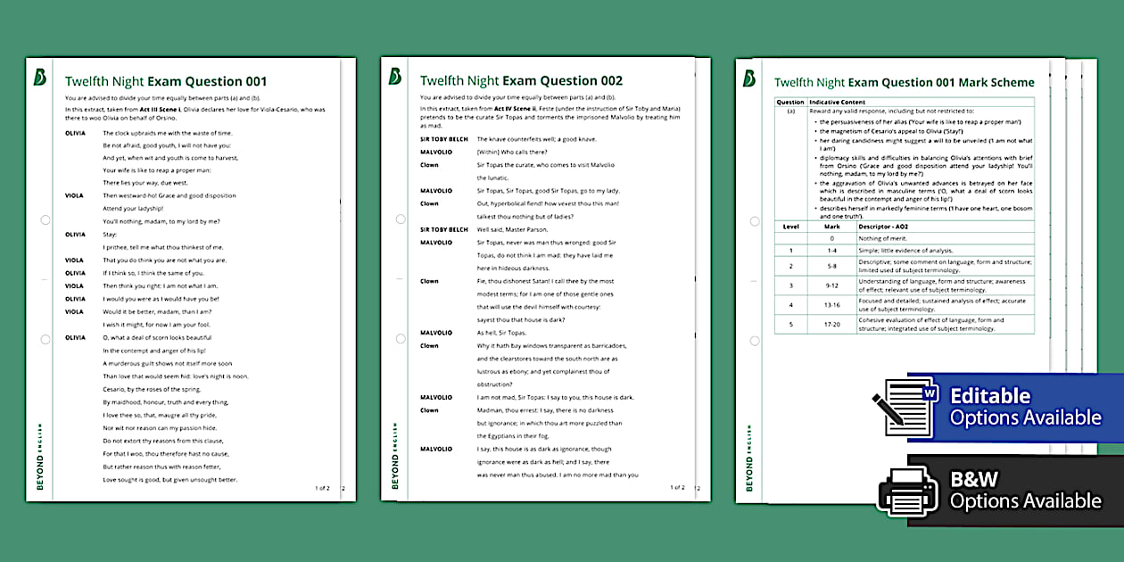 Twelfth Night Exam Questions | GCSE Shakespeare | Beyond